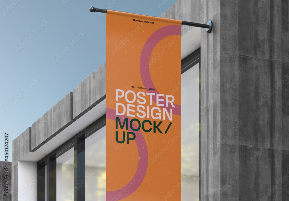 Rectangular Poster Outdoors Mockup Stock Template | Adobe Stock