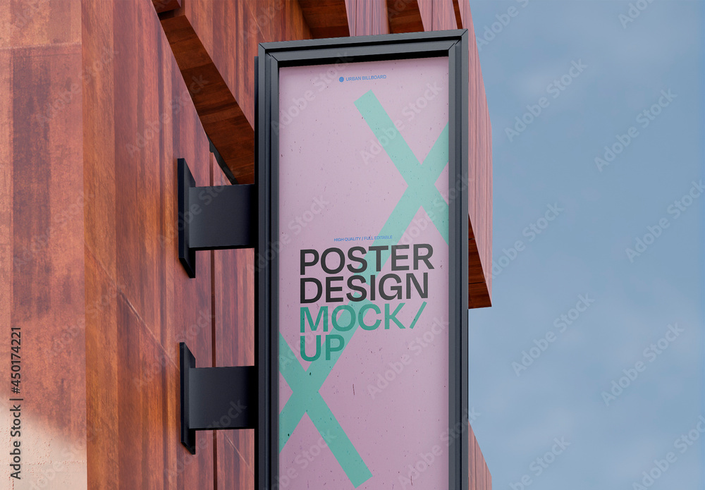 Rectangular Poster on Wall Mockup Stock Template | Adobe Stock