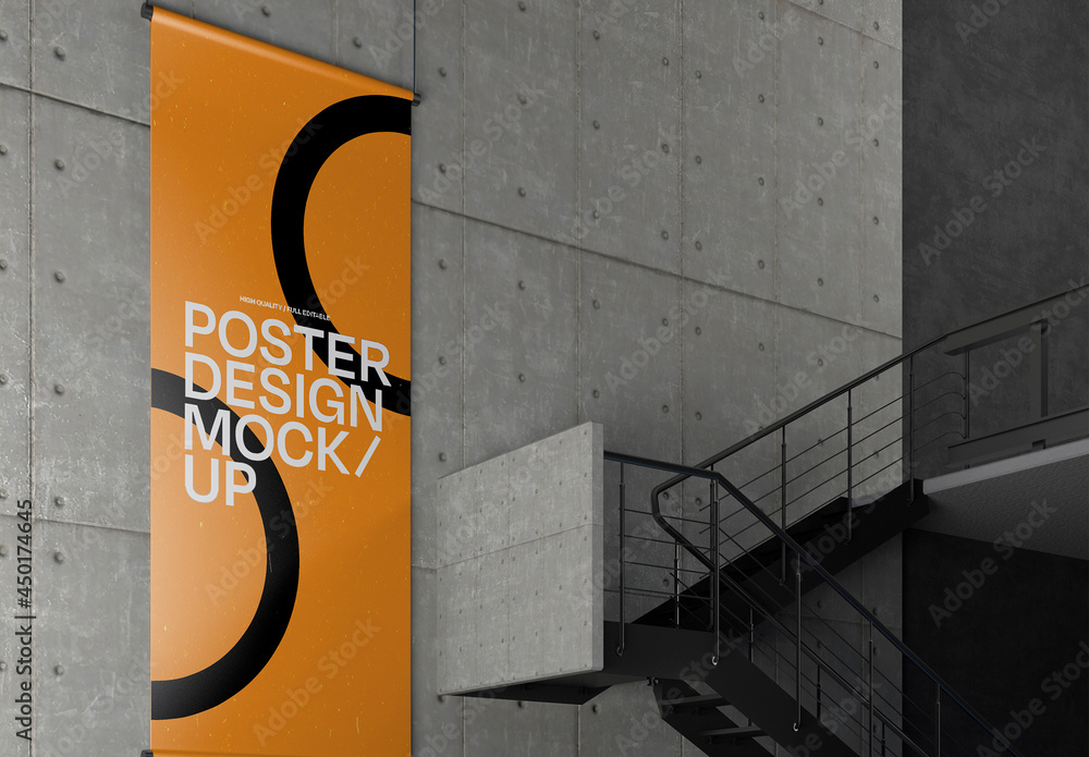 Rectangular Poster Mockup Stock Template | Adobe Stock