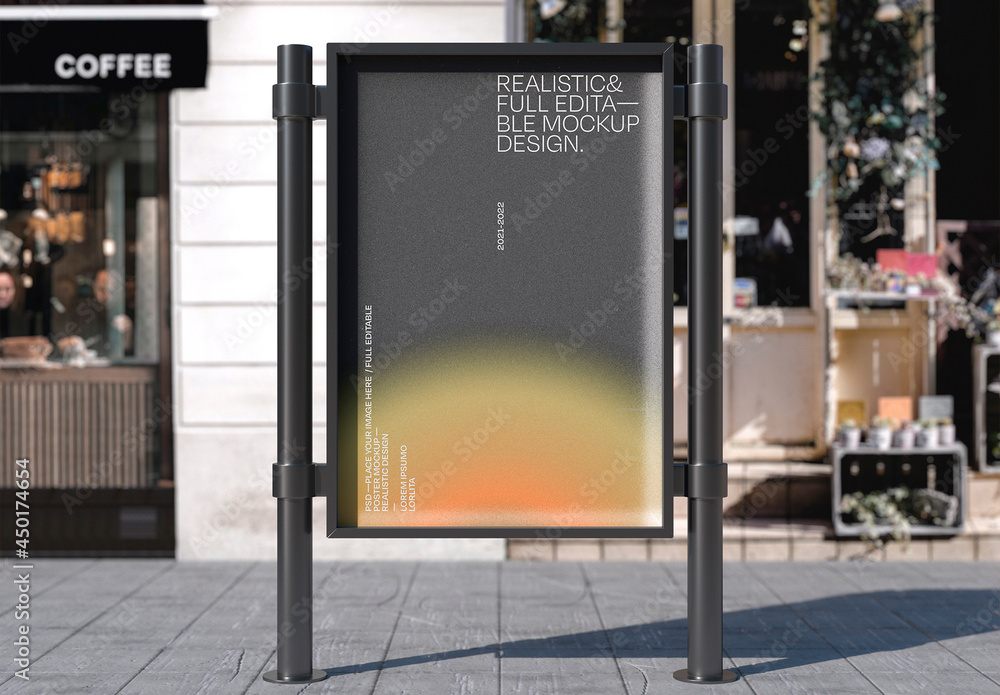 Rectangular Poster Outdoors Mockup Stock Template | Adobe Stock