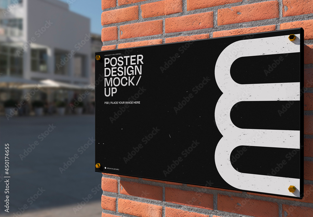 Poster on Bricks Wall Mockup Stock Template | Adobe Stock
