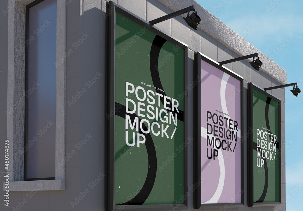 Three Poster Mockup Stock Template | Adobe Stock