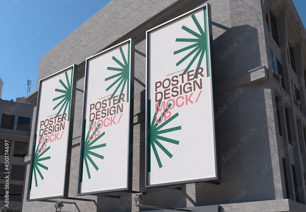 Three Rectangular Poster Mockup Stock Template | Adobe Stock