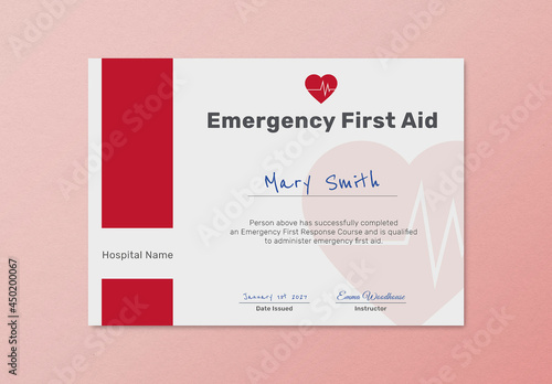 First Aid Certificate Template Stock Template | Adobe Stock