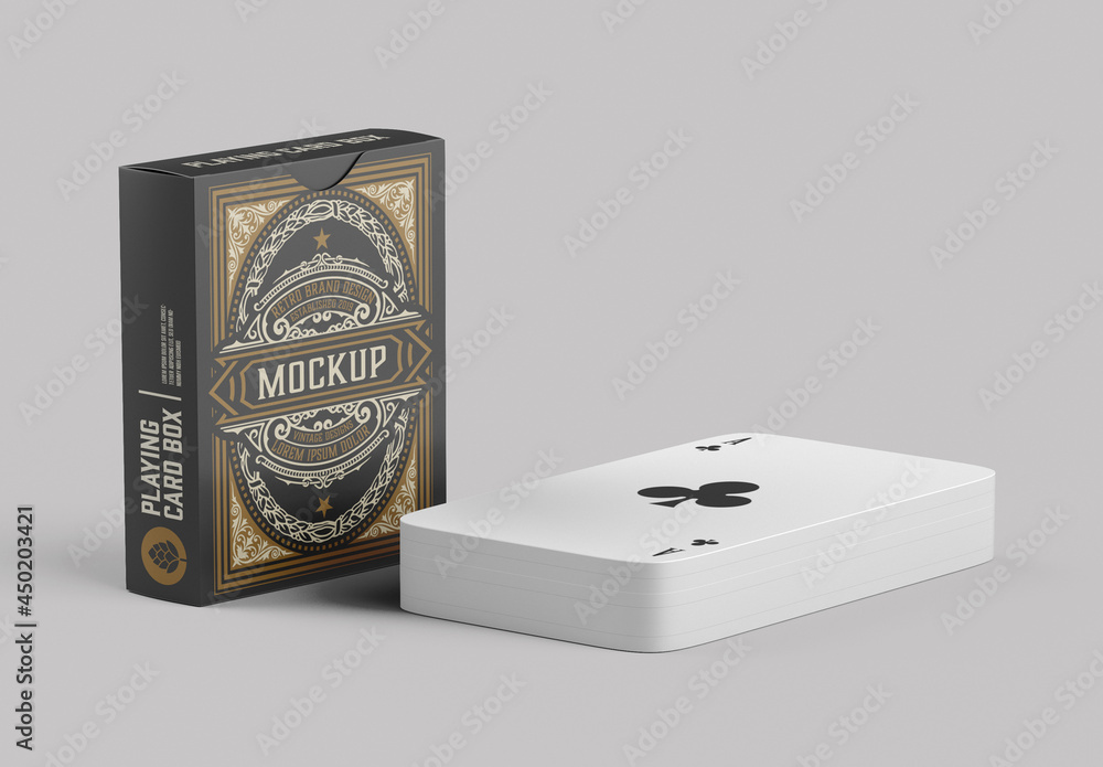 Box with Playing Cards Mockup Stock Template | Adobe Stock