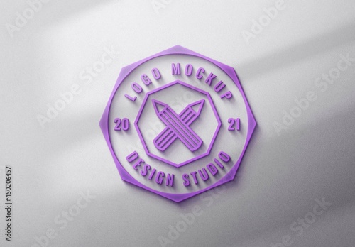 Purple Glowing 3D Wall Sign Logo Mockup Stock Template | Adobe Stock
