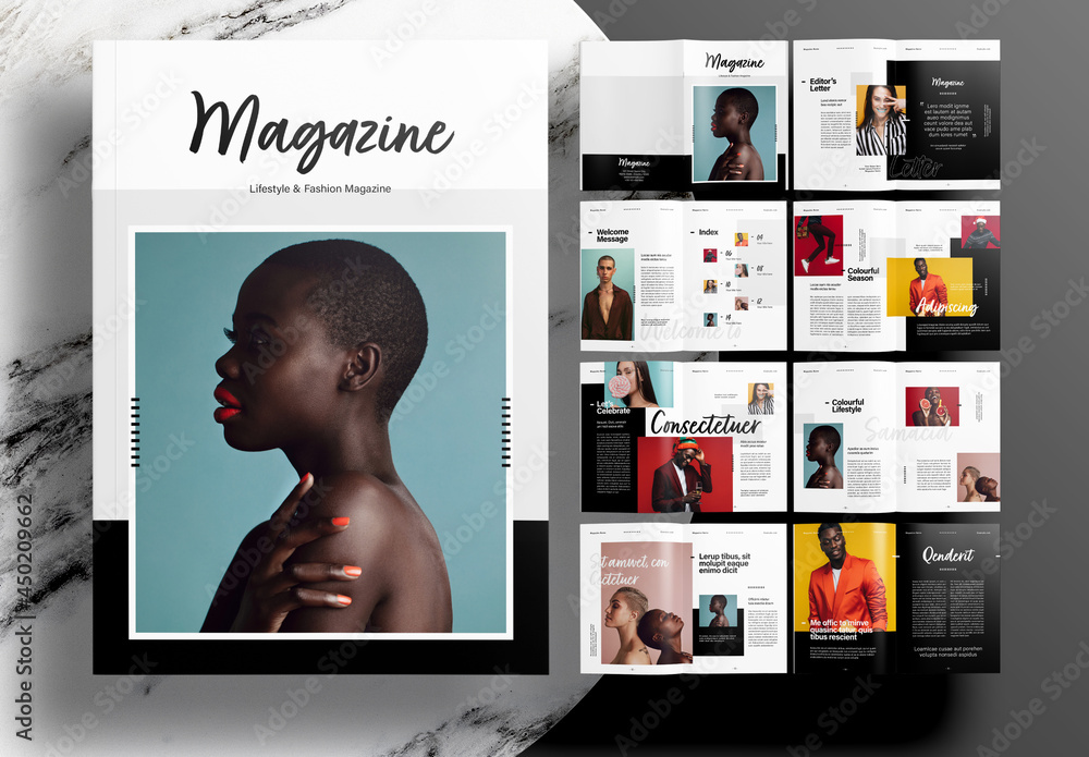 Modern Magazine Layout Stock Template | Adobe Stock