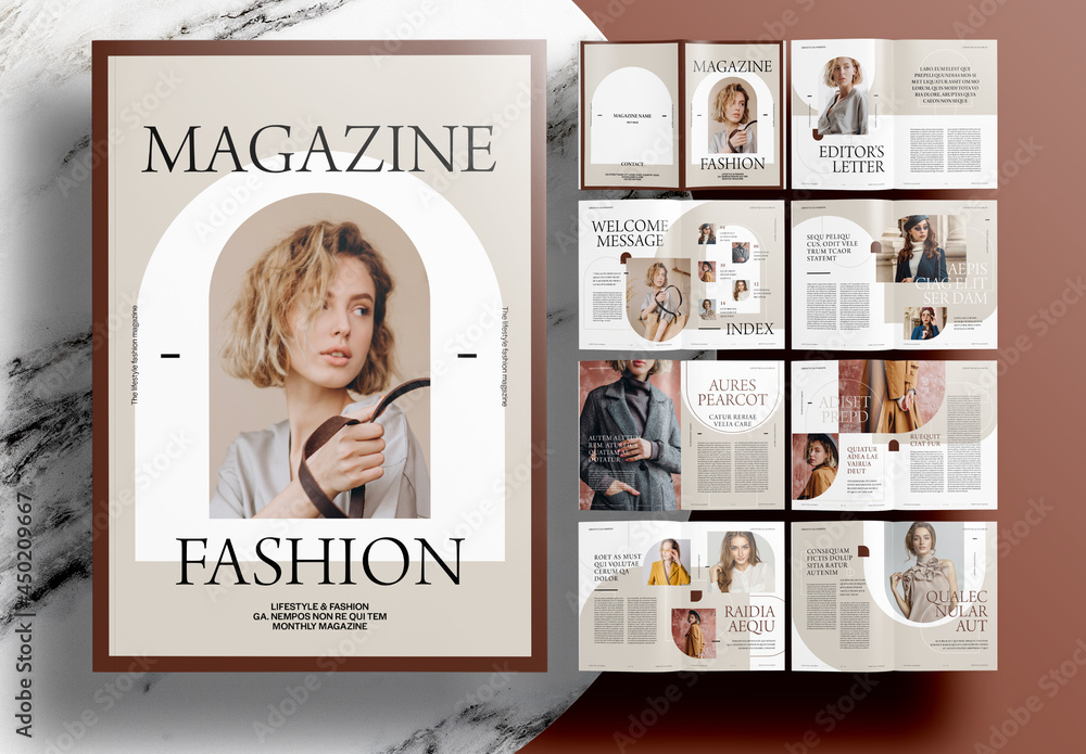 Luxury Brown Magazine Layout Stock Template | Adobe Stock