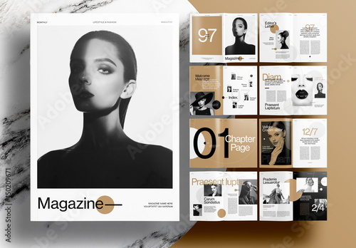 Brown Magazine Layout Stock Template | Adobe Stock