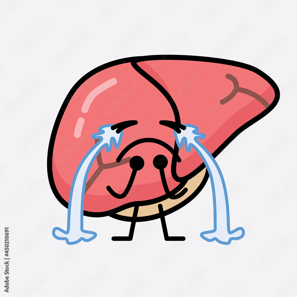 Vector Illustration of Liver Character with cute face and simple body ...