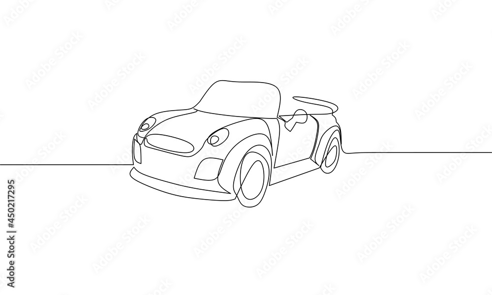 Continuous line drawing of car, transportation design, object one line ...