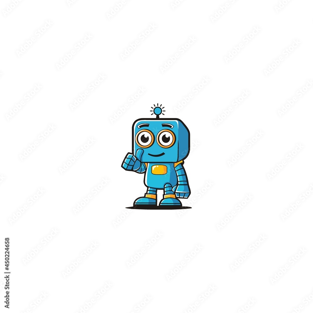 cute little robot robotic lessons and educational program vector logo ...