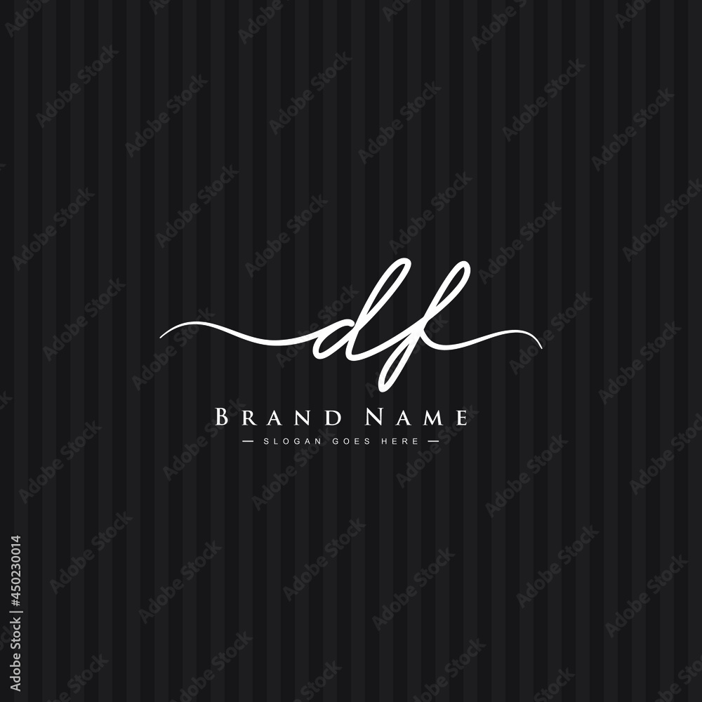 Initial Letter DF Logo - Handwritten Signature Style Logo Stock Vector ...