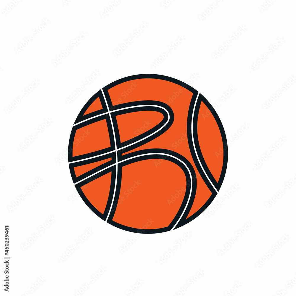 Basketball ball logo icon sign Letter B Sport club team emblem Symbol ...