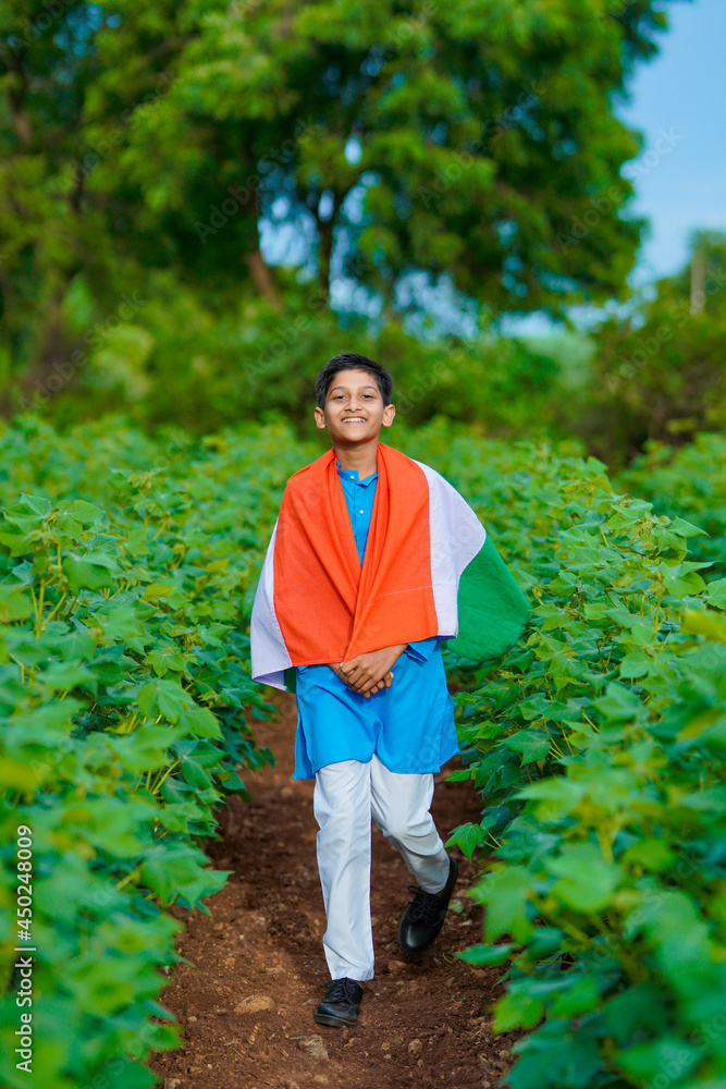 Indian child celebrating Independence or Republic day of India Stock ...