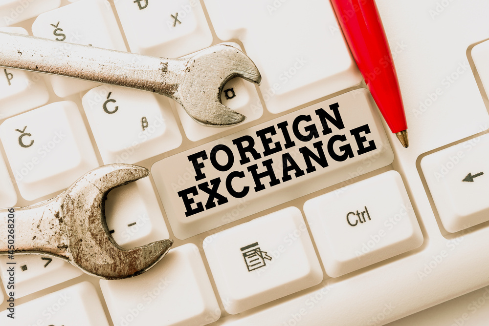 Text caption presenting Foreign Exchange. Conceptual photo system for ...