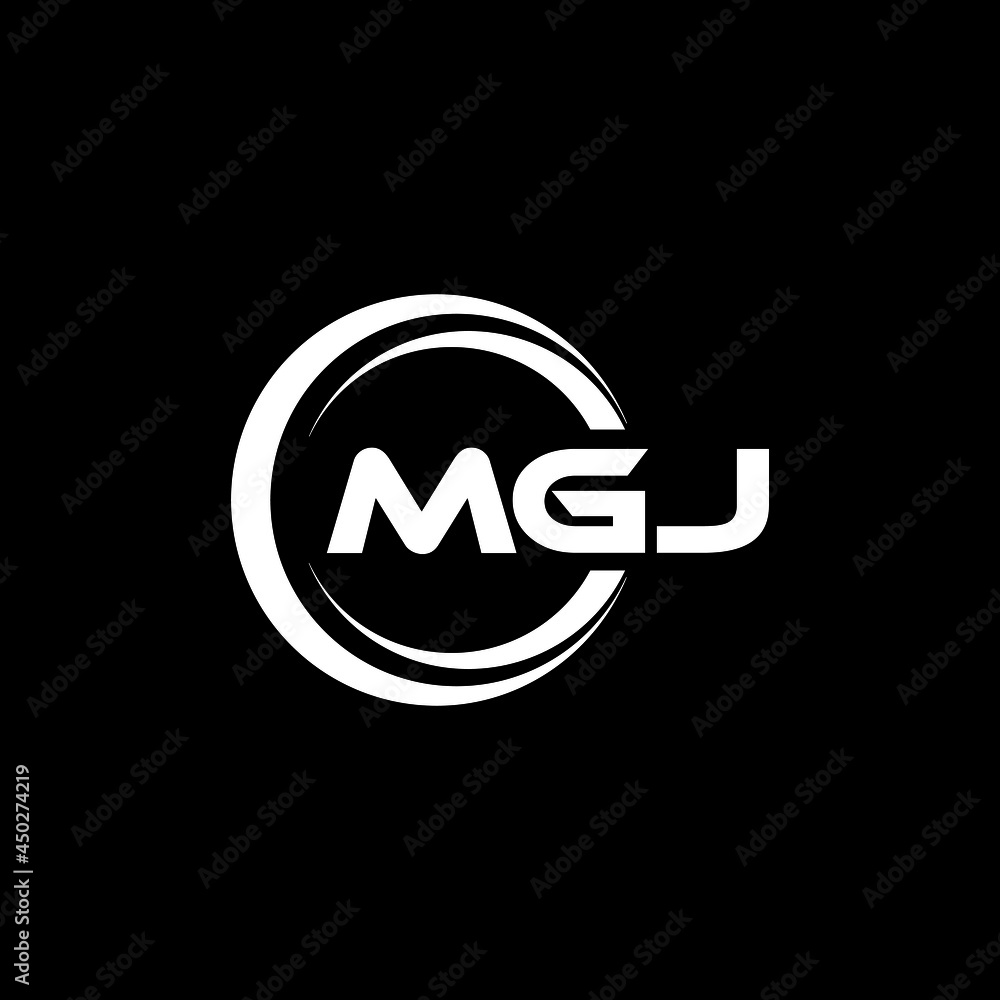 MGJ letter logo design with black background in illustrator, vector ...