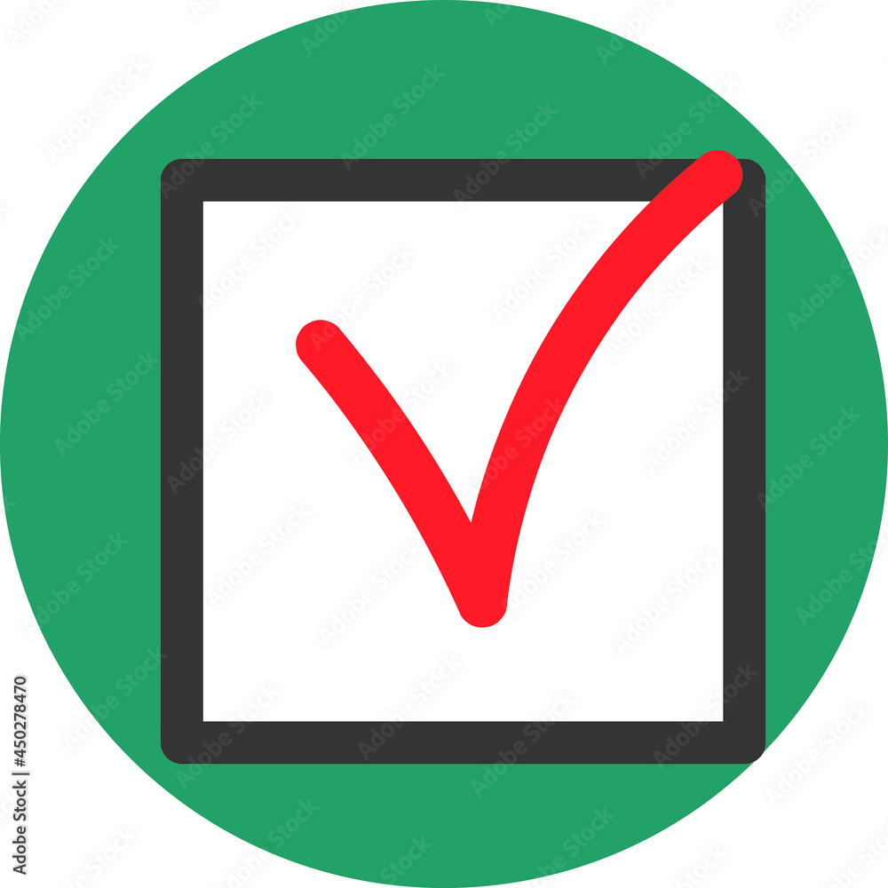 red check mark sign in black check box. Stock Vector | Adobe Stock