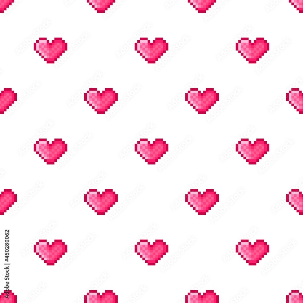 Heart pattern pixel art. Seamless pattern. Pixel art heart pattern ...