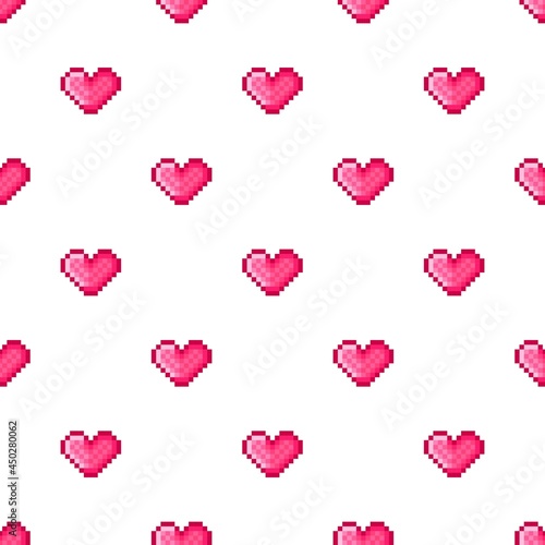 Heart pattern pixel art. Seamless pattern. Pixel art heart pattern. For ...