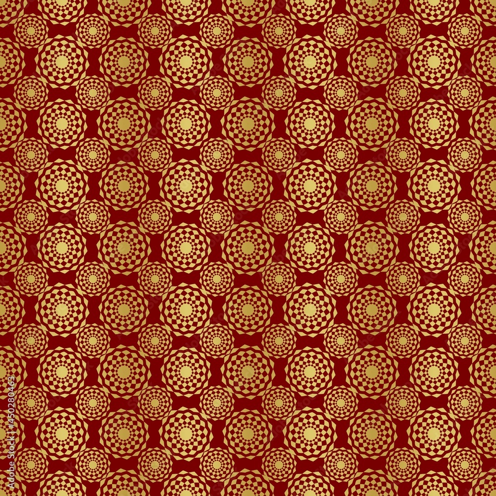 Red gold seamless pattern with regular embellishments..Background like ...