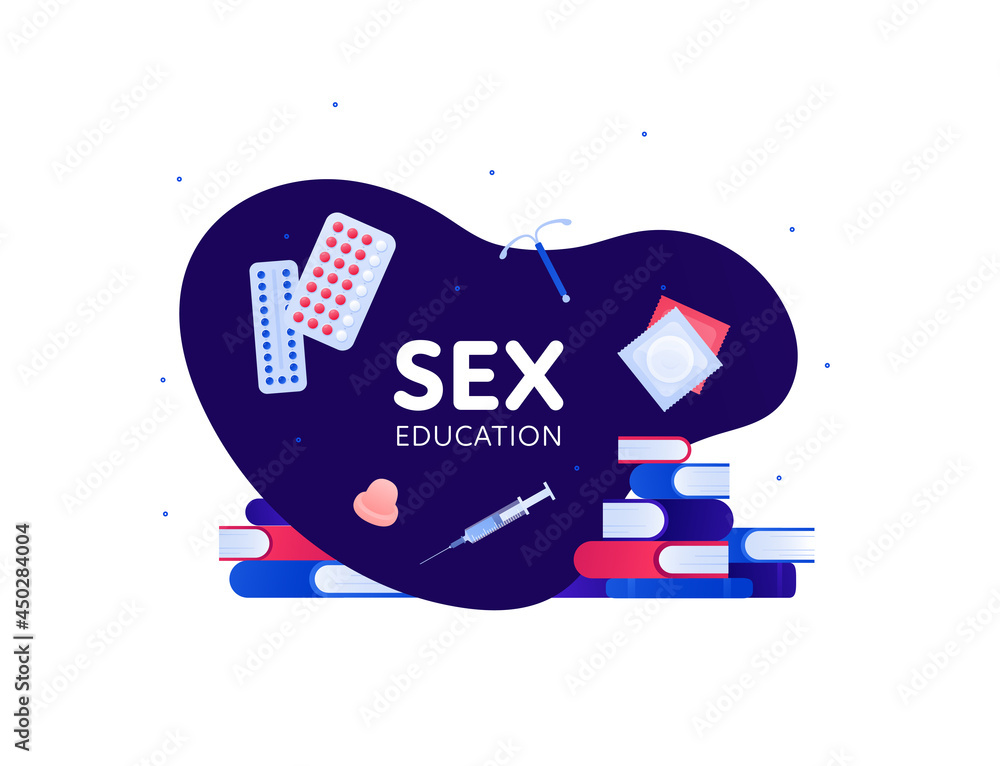Sex education concept. Vector flat illustration. Modern banner template ...