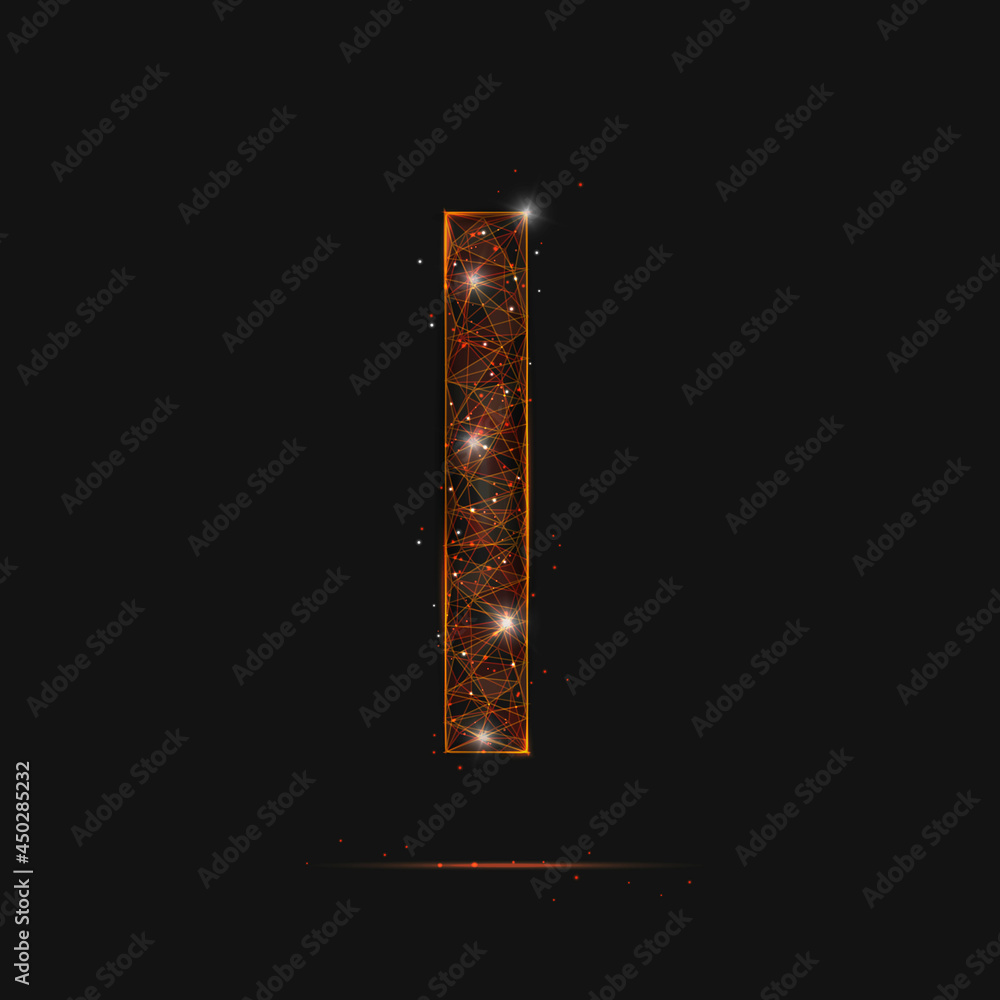 Abstract isolated orange image of a number one. Polygonal illustration ...