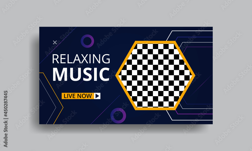Live music youtube thumbnail template design Stock Vector | Adobe Stock