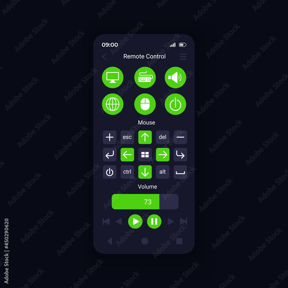 Device virtual control from smartphone interface vector template ...