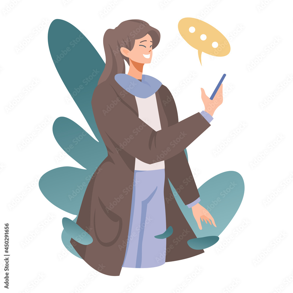 Characters woman using smartphones with social media, concept of ...