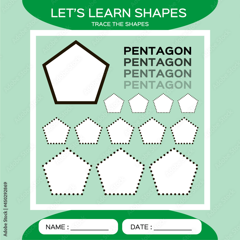Pentagon. Basic geometric shapes. Elements for children. Learn Shapes ...