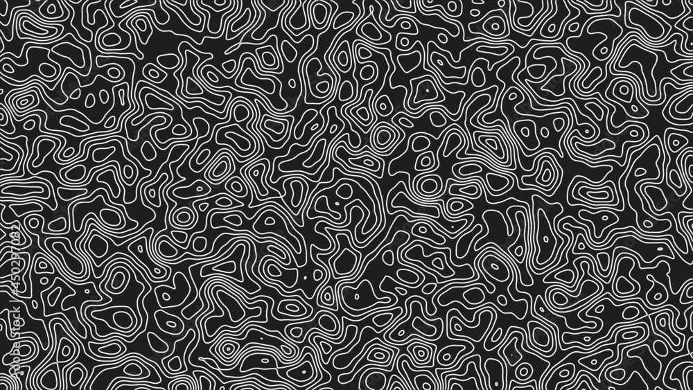 White outline topographic contour map abstract tech motion graphic ...
