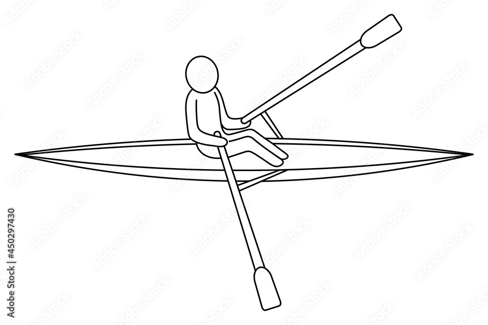 Rowing. Sketch. Vector icon. The athlete swims backwards. The man on ...