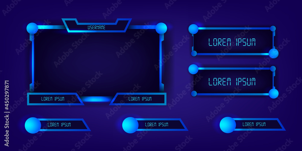 blue neon live stream gaming esport frame panels modern tech cyber ...