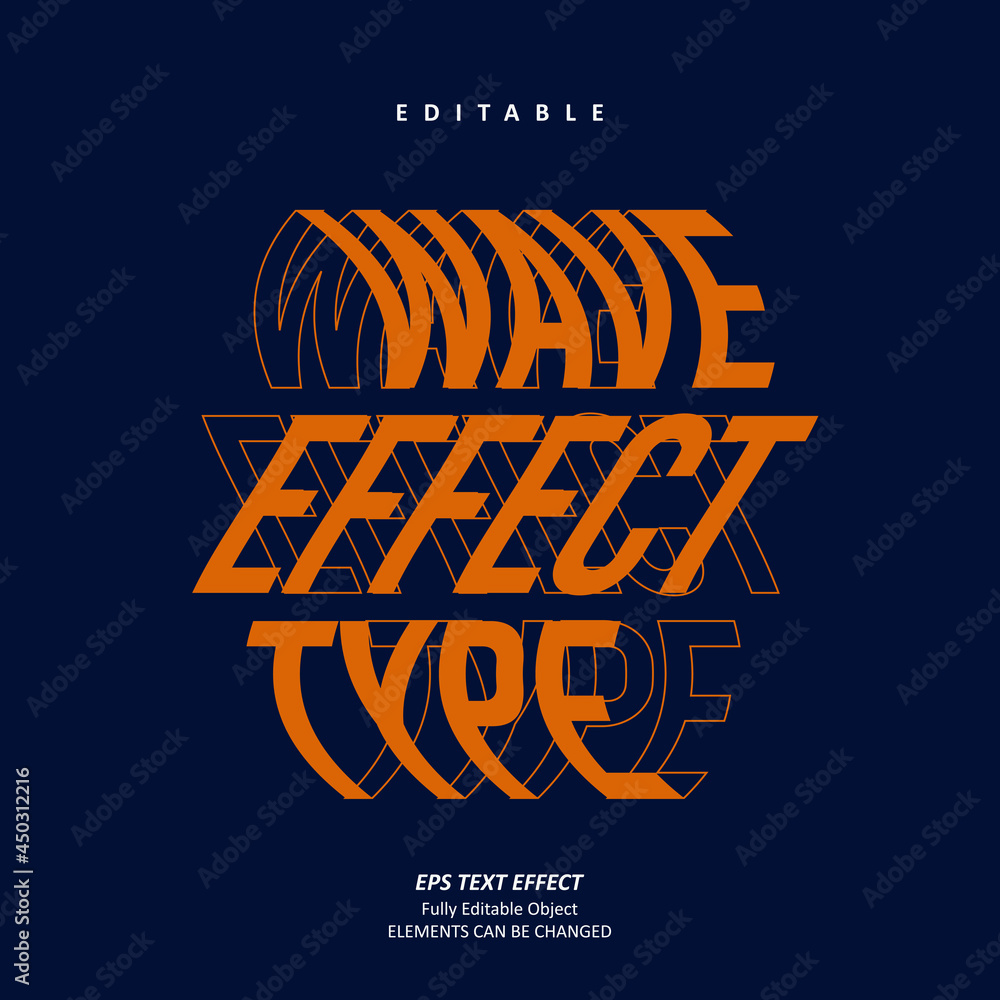 Wave text effect editable premium vector Stock Vector | Adobe Stock