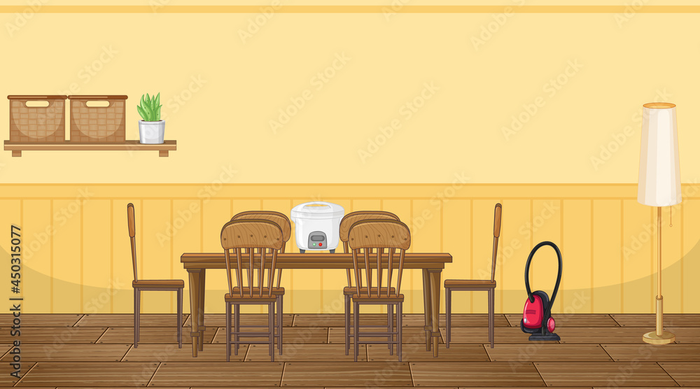 Dining room interior design with furniture Stock Vector | Adobe Stock