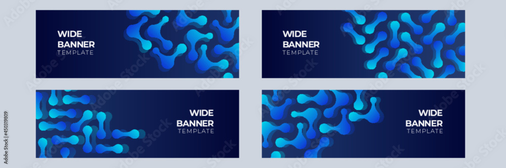 Blue tech vector illustration, Abstract banners set of wide banner ...