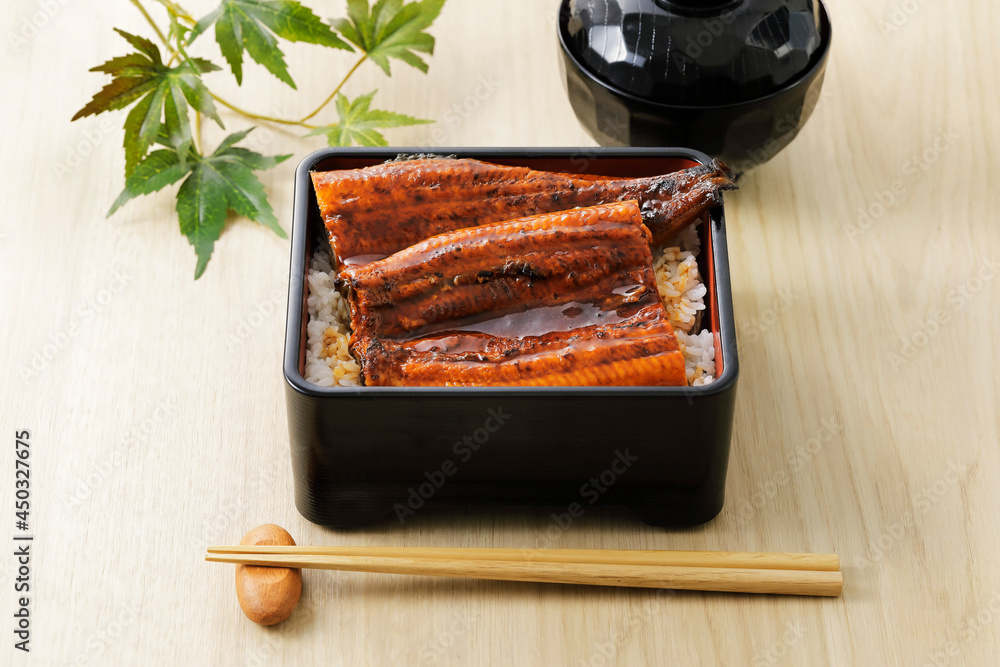 鰻重 Unagi Grilled Eel over Rice with Japanese Sauce Stock Photo | Adobe ...