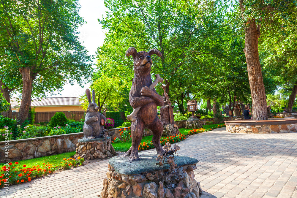 Ancient fortress or medieval castle with a clock on the tower. A place ...