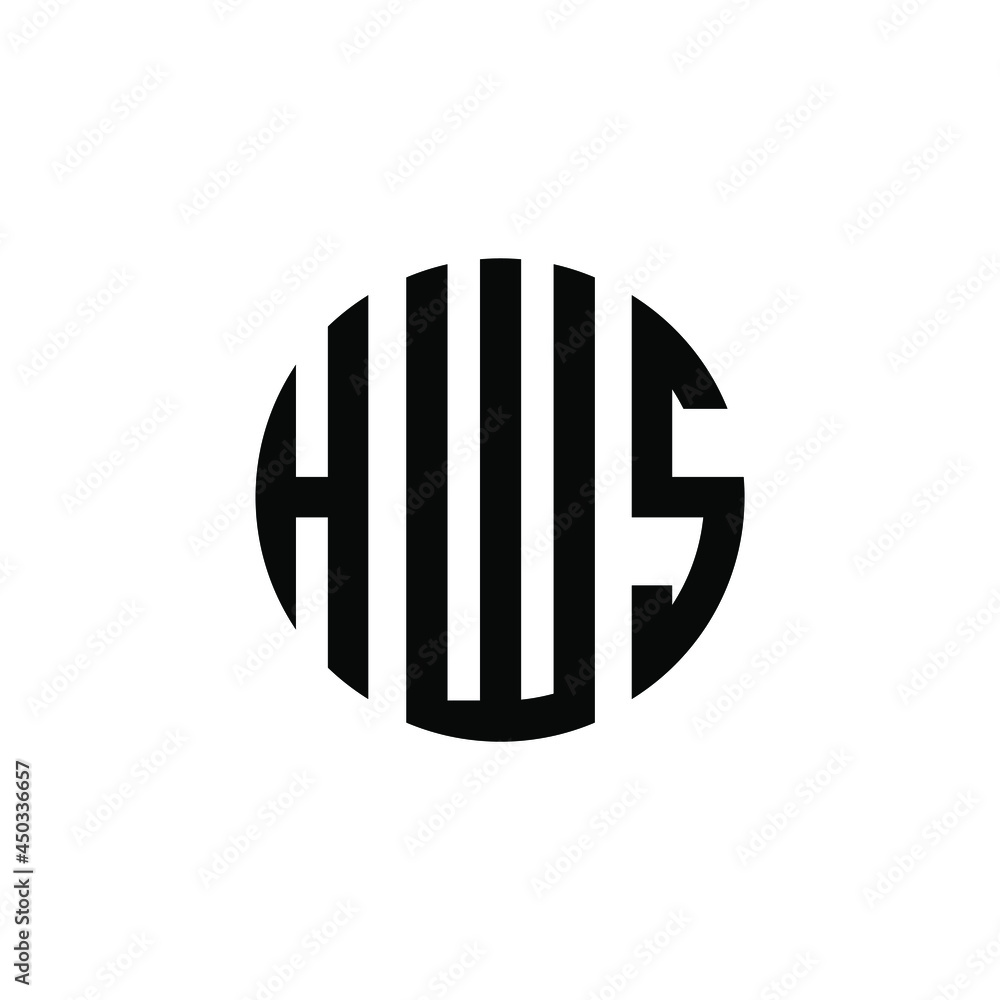 HWS letter logo design. HWS modern letter logo with black background ...