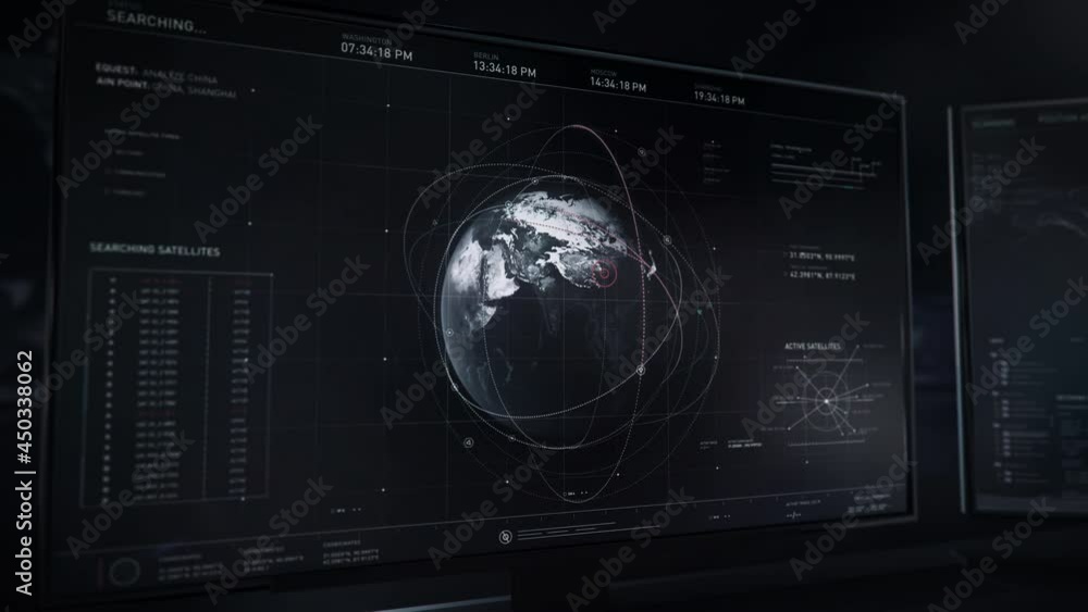 Using the matrix for scanning the world map. The matrix is analyzing ...