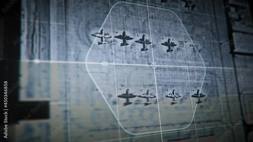 Surveillance camera is flying above the airbase. A surveillance camera ...