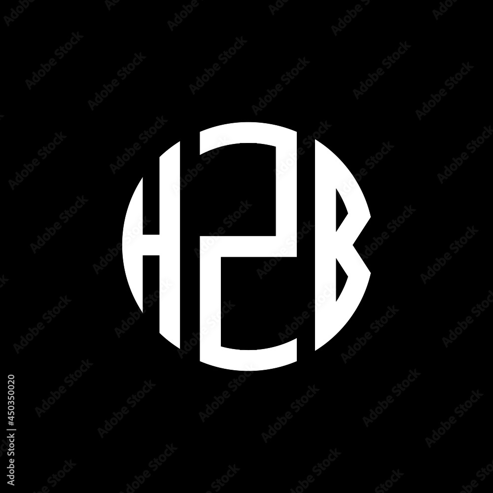 HZB letter logo design. HZB modern letter logo with black background ...