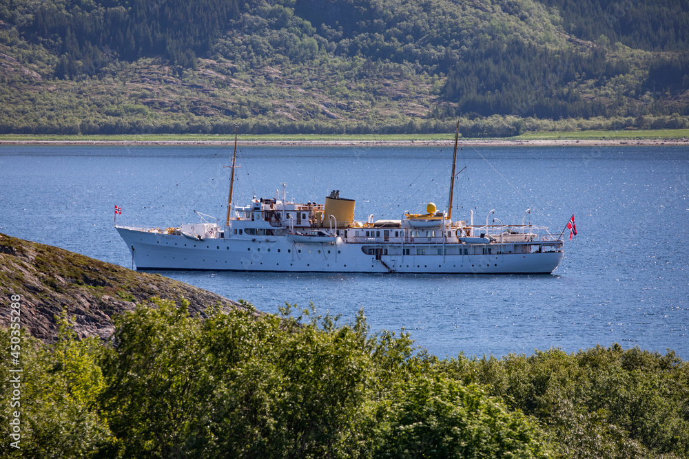 KS Norway to anchor at Torghatten,Helgeland,Nordland county,scandinavia ...