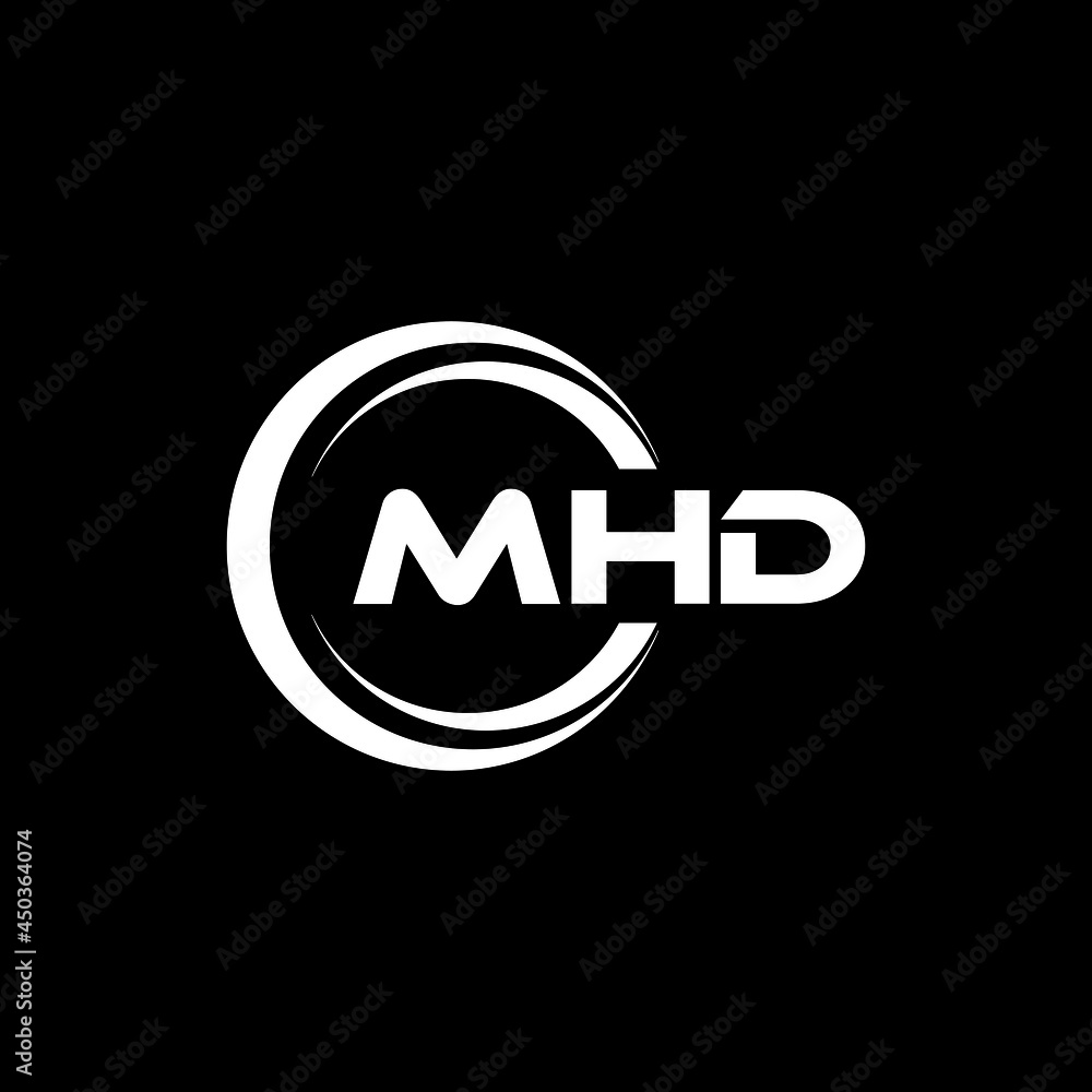 MHD letter logo design with black background in illustrator, vector ...