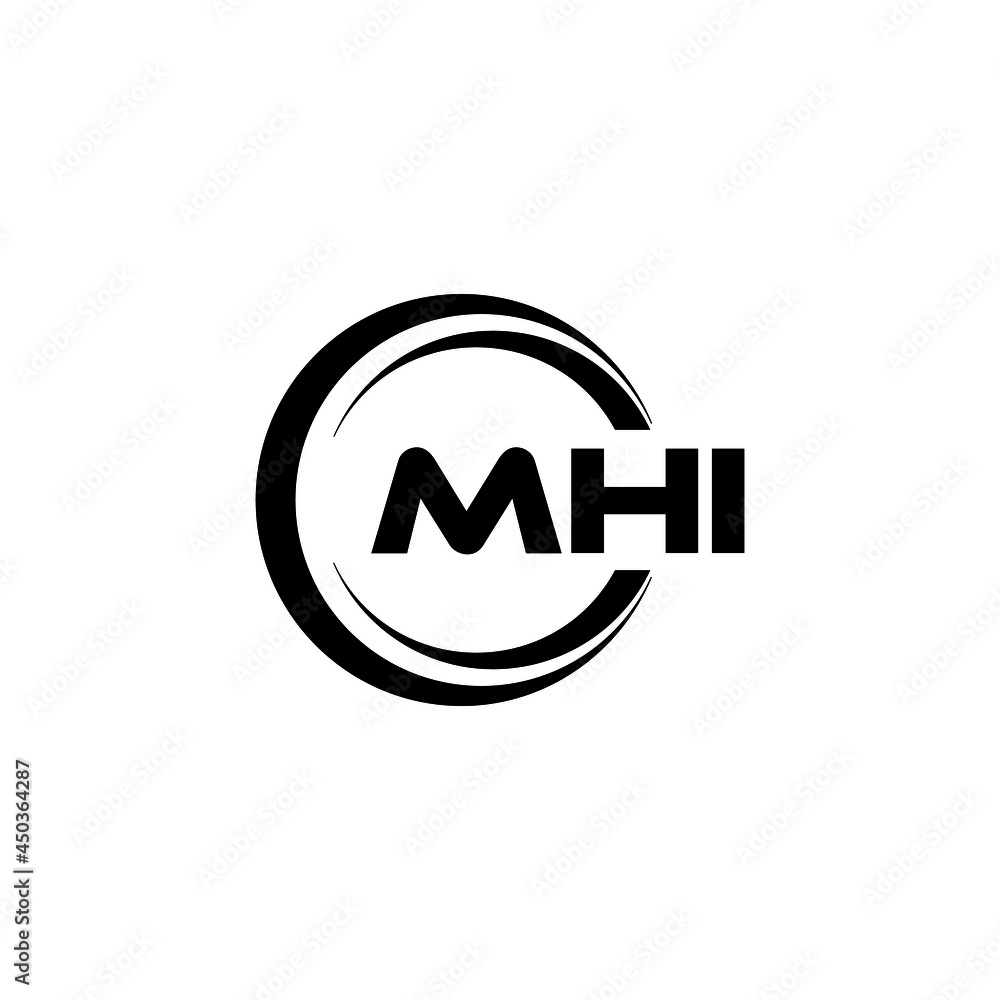 MHI letter logo design with white background in illustrator, vector ...