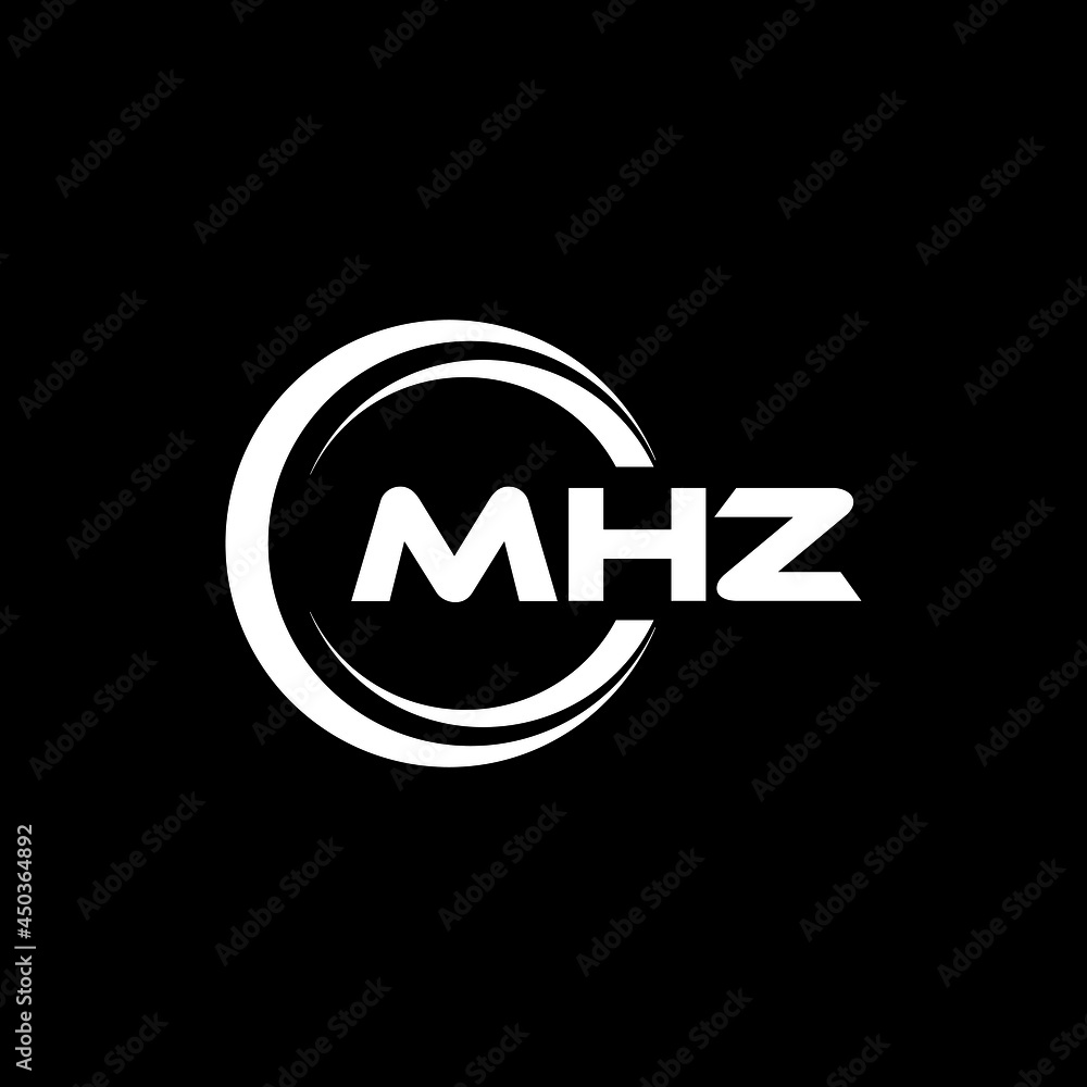 MHZ letter logo design with black background in illustrator, vector ...