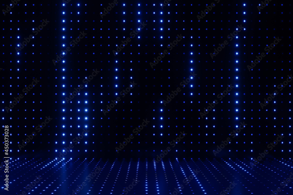 Digital product background. Blank led light reflects on dark dot effect ...