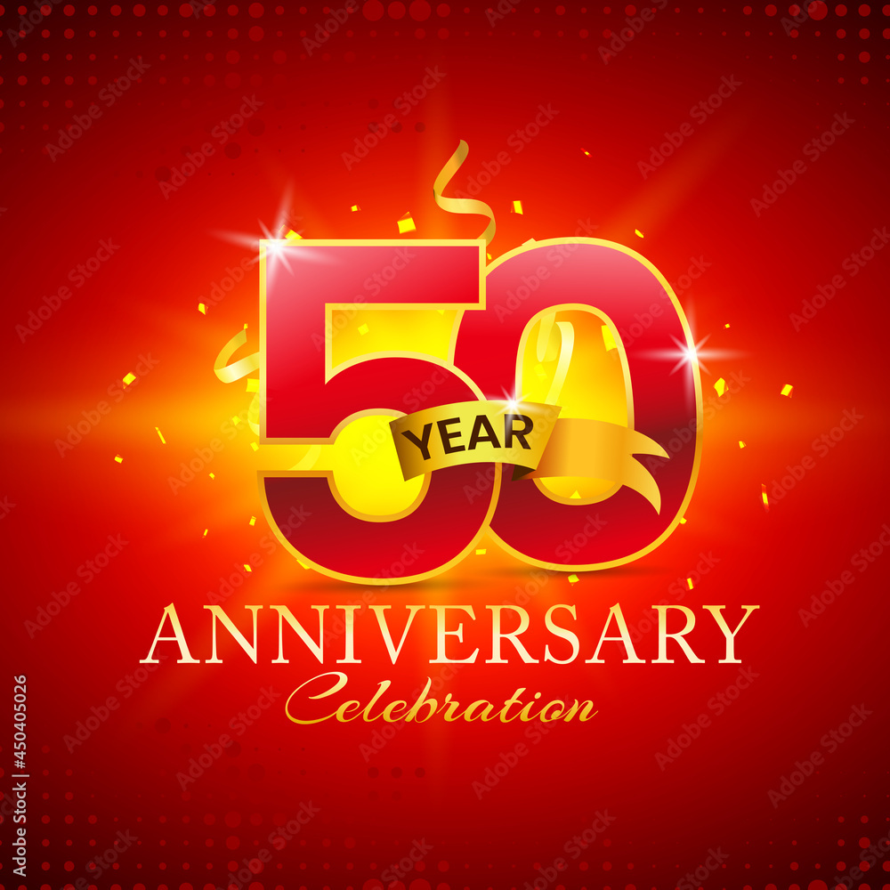 50 years anniversary invitation card, celebration template design, with ...