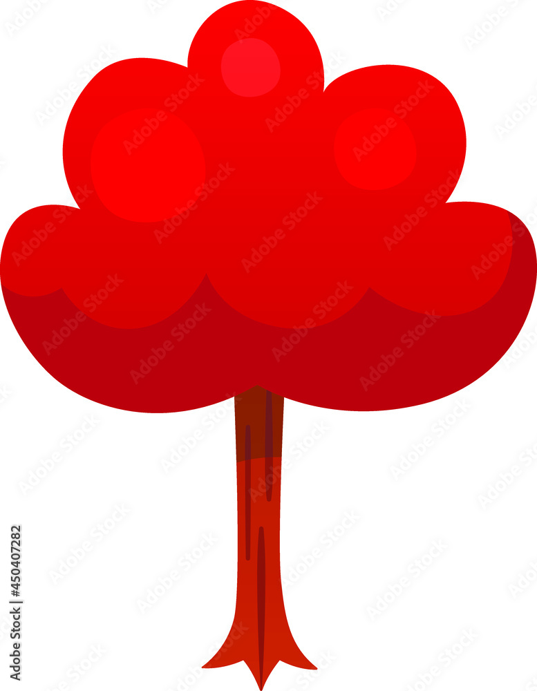 Vector Illustration In Cartoon Style With Gradients. Stylized Tree On ...